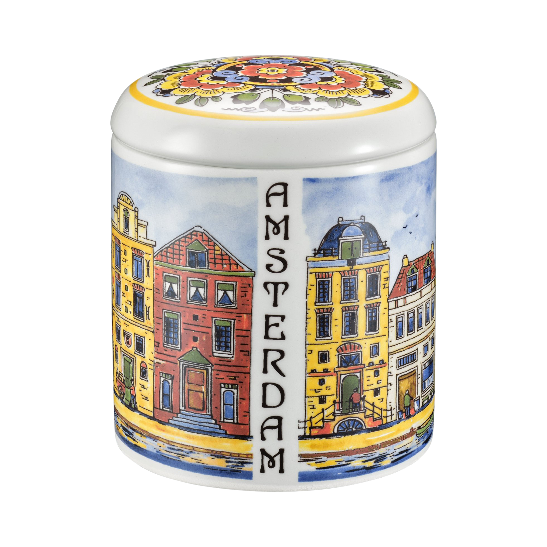 Exclusive Pottery Jar ‘Amsterdam’ with 10 Stroopwafels | Hans Egstorf
